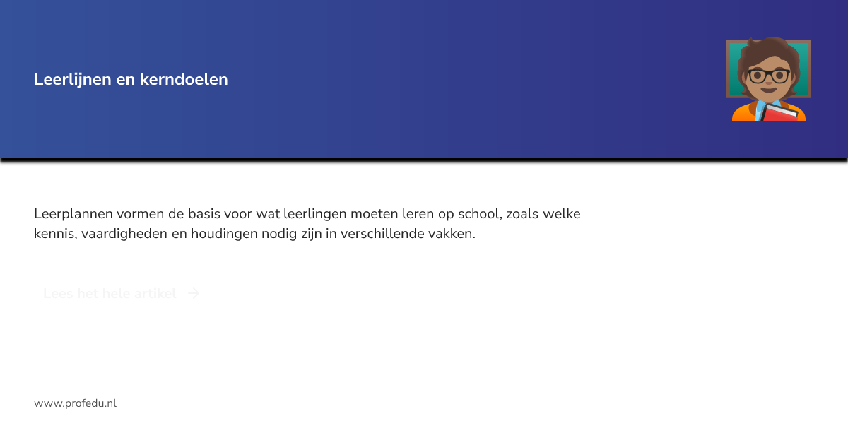 Leerlijnen en kerndoelen bij Profedu | Profedu